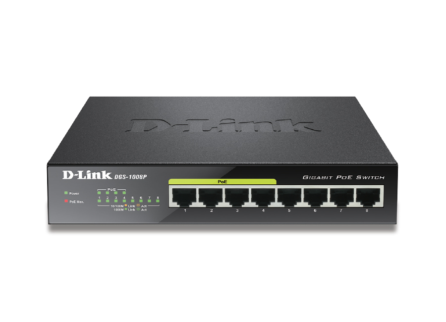 8 Port D Link DGS 1008P D1 PoE Switch IP Kamera G venlik Sistemleri